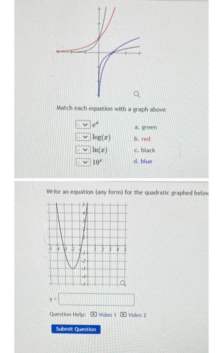 Solved Match each equation with a graph above Write an | Chegg.com