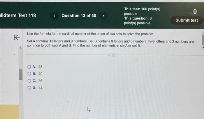Solved Use the formula for the cardinal number of the union | Chegg.com