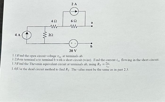 Solved 1.1)Find the open circuit voltage Voc at terminals | Chegg.com