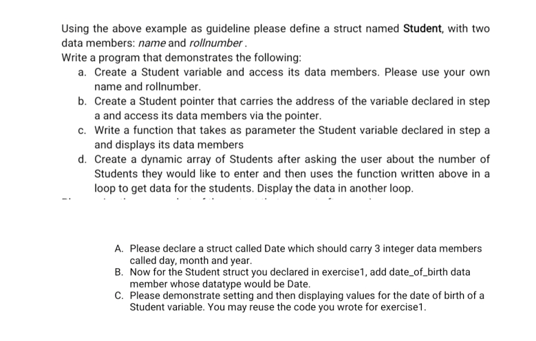 Using the above example as guideline please define a | Chegg.com