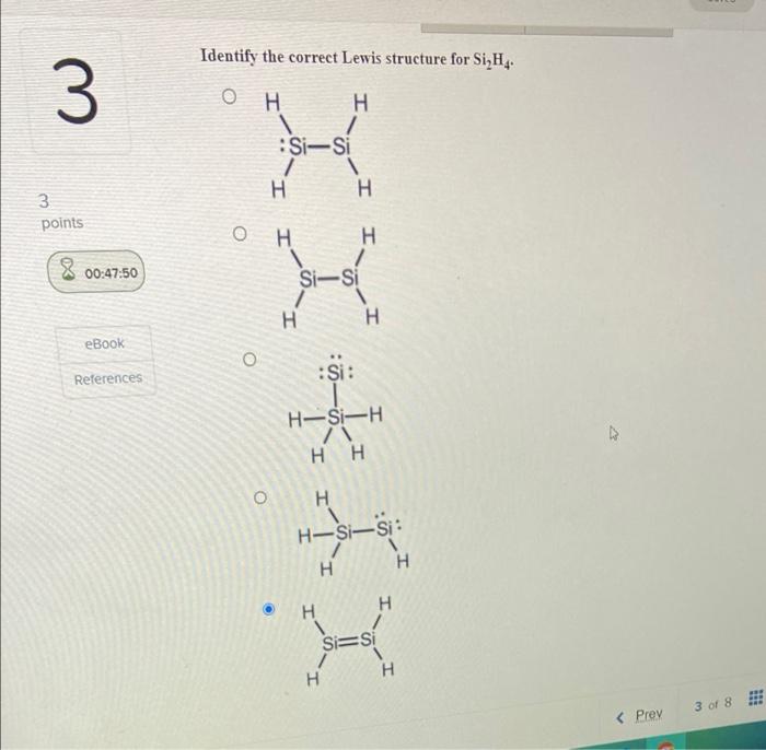 Solved Identify the correct Lewis structure for Si,H. 3 O H | Chegg.com