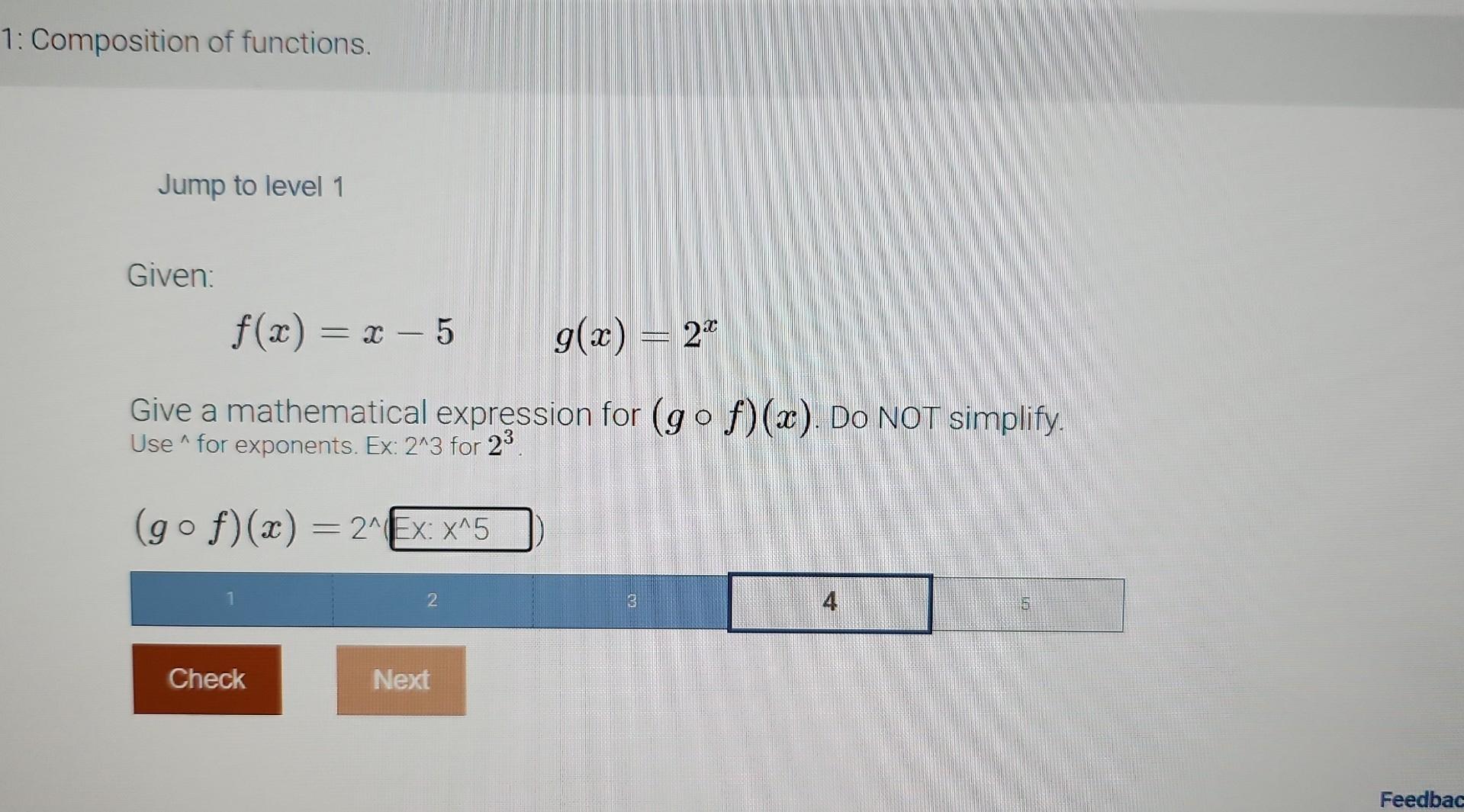 Solved 1: Composition of functions. Jump to level 1 Given: | Chegg.com