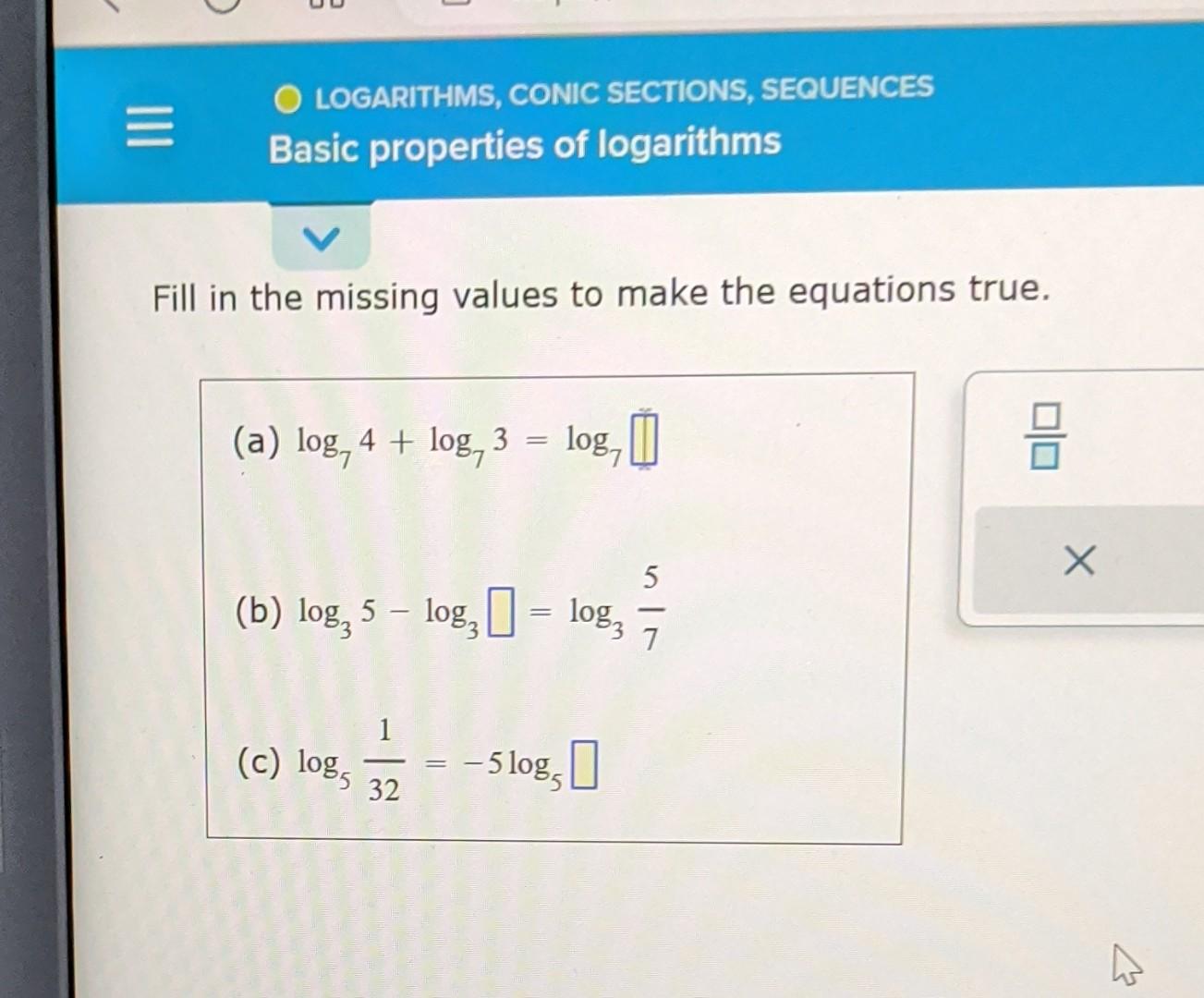 Solved Fill in the missing values to make the equations | Chegg.com