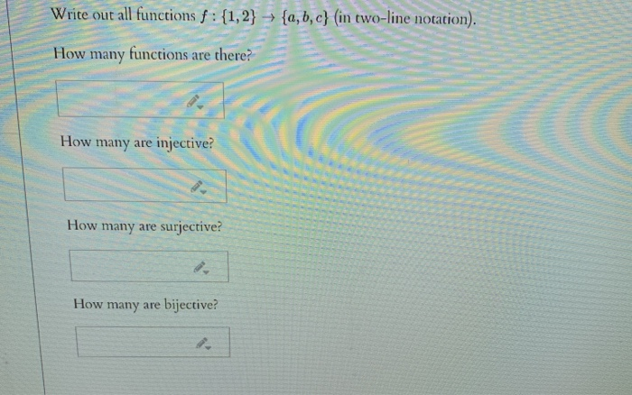 Solved Write Out All Functions F {1 2} {a B C} In