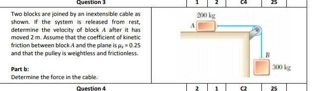 Solved Two blocks are joined by an inextensible cable as | Chegg.com