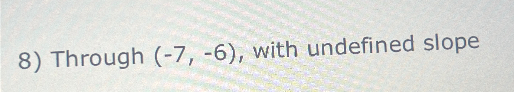 Solved Through (-7,-6), ﻿with undefined slope | Chegg.com