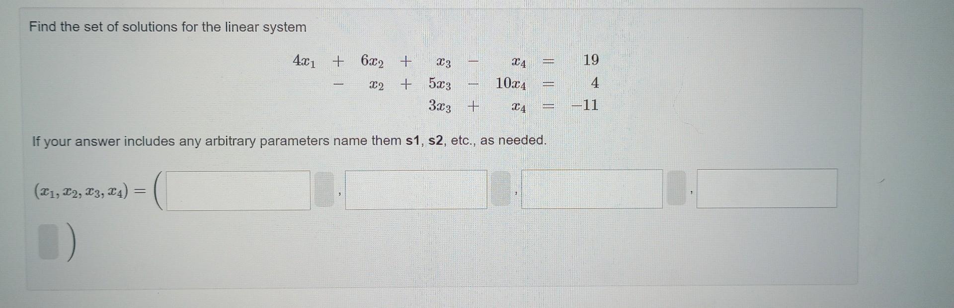 Solved Find the set of solutions for the linear system | Chegg.com