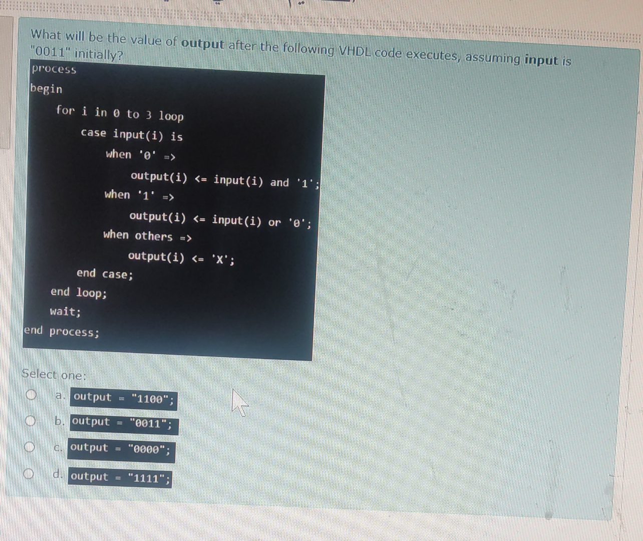 Solved What will be the value of output after the following | Chegg.com