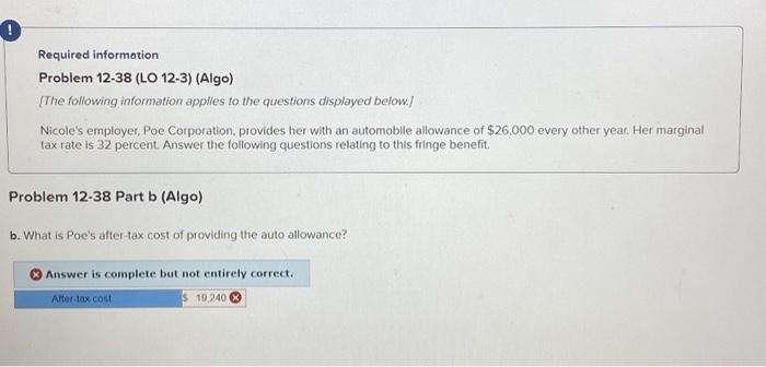 Required information Problem 12-38 (LO 12-3) (Algo) | Chegg.com