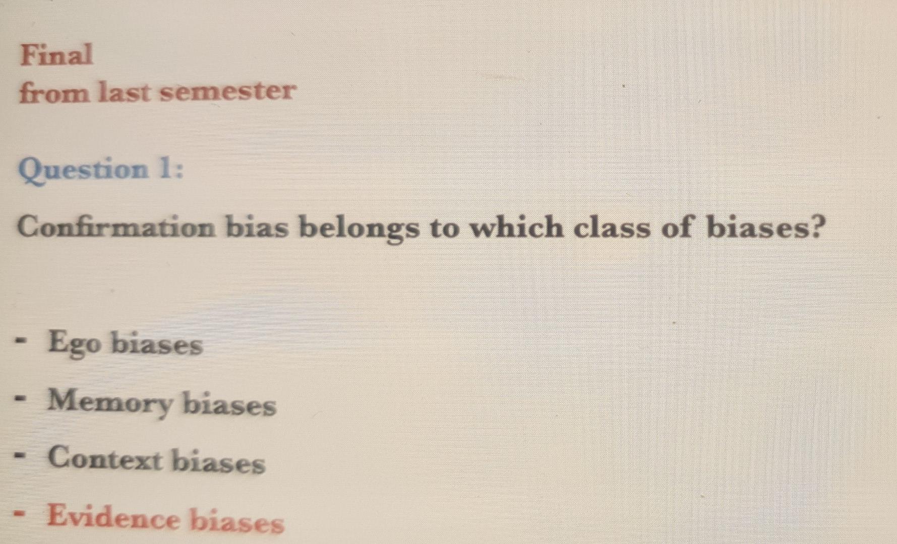 Final from last semester Question 1: Confirmation | Chegg.com