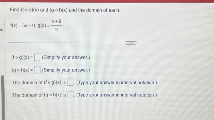 Solved Find (f∘g)(x) and (g∘f)(x) and the domain of each. | Chegg.com