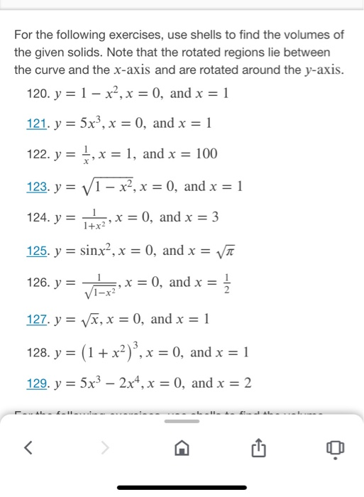 Solved For The Following Exercises Use Shells To Find The