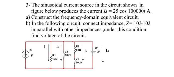 Solved 3- The sinusoidal current source in the circuit shown | Chegg.com