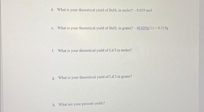 Solved 7. If you have 2.32 grams of BeCl2 and 0.90 grams of | Chegg.com