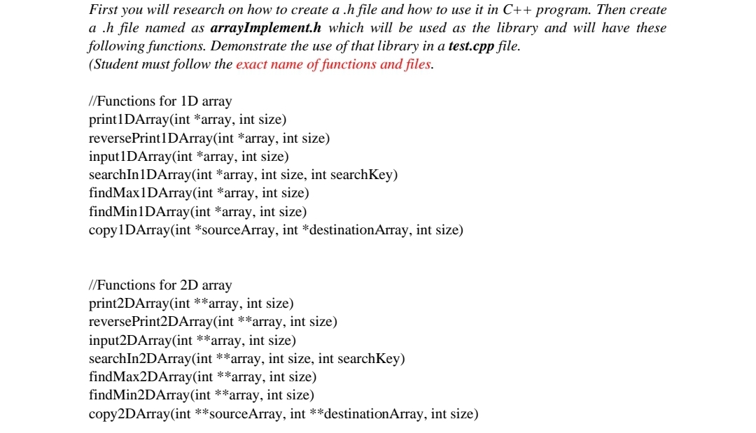Solved First you will research on how to create a .h file | Chegg.com