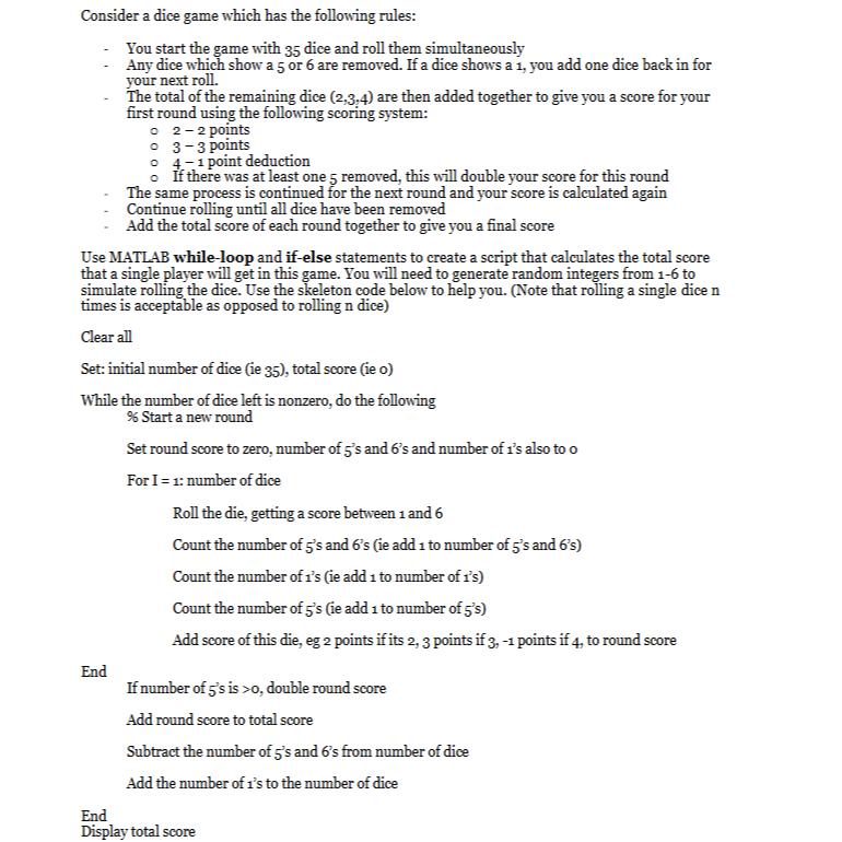 Solved Consider a dice game which has the following | Chegg.com