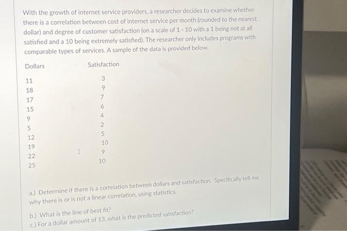 Solved With the growth of internet service providers, a | Chegg.com