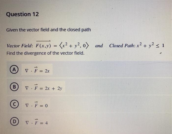 Solved For Questions 12,13 , and 14 we are given a vector | Chegg.com