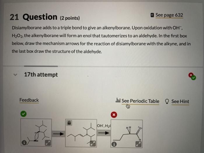 Solved 21 Question (2 points) @ See page 632 Disiamylborane | Chegg.com