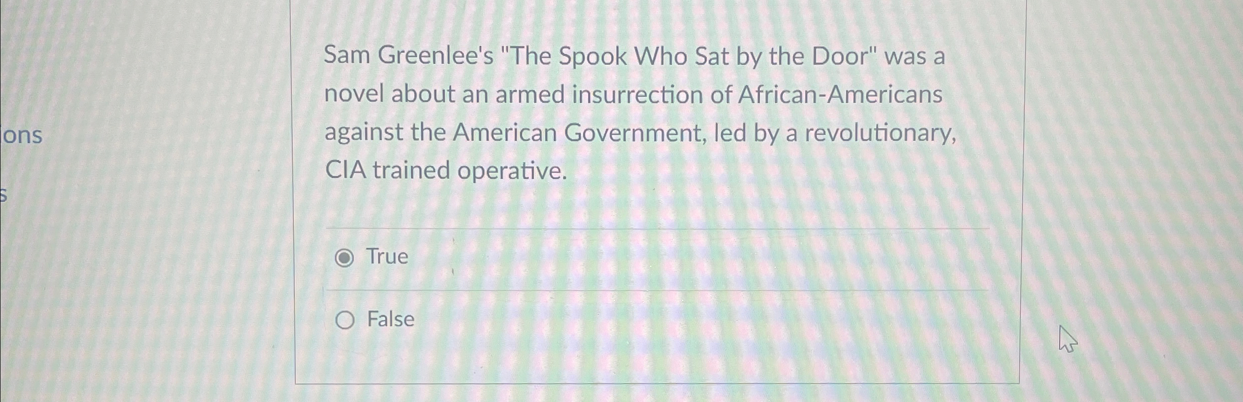 Solved Sam Greenlee's "The Spook Who Sat by the Door" was a | Chegg.com