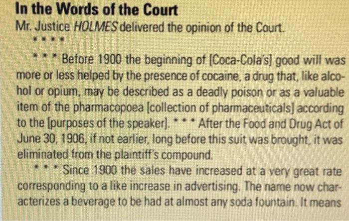 Solved Coca-Cola Co. v. Koke Co. of America Supreme Court of | Chegg.com