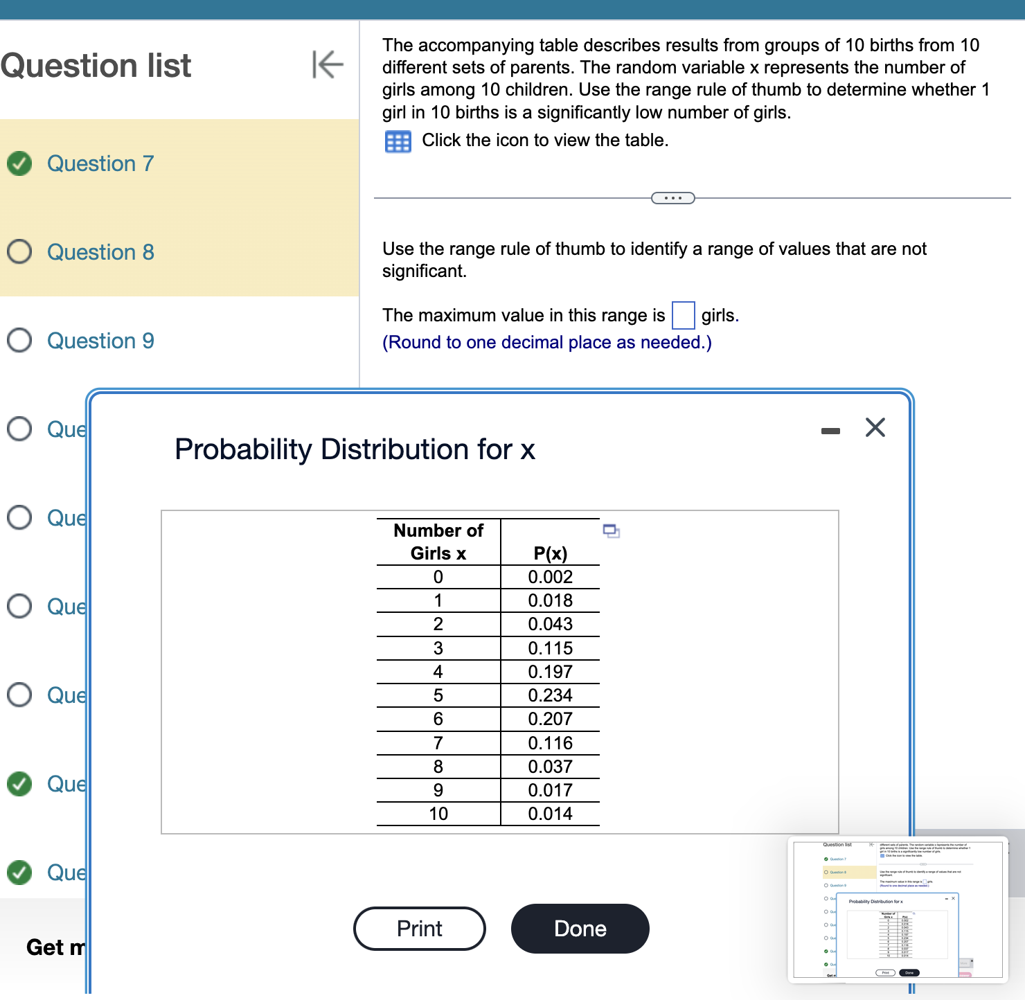 Solved Question listThe accompanying table describes results | Chegg.com