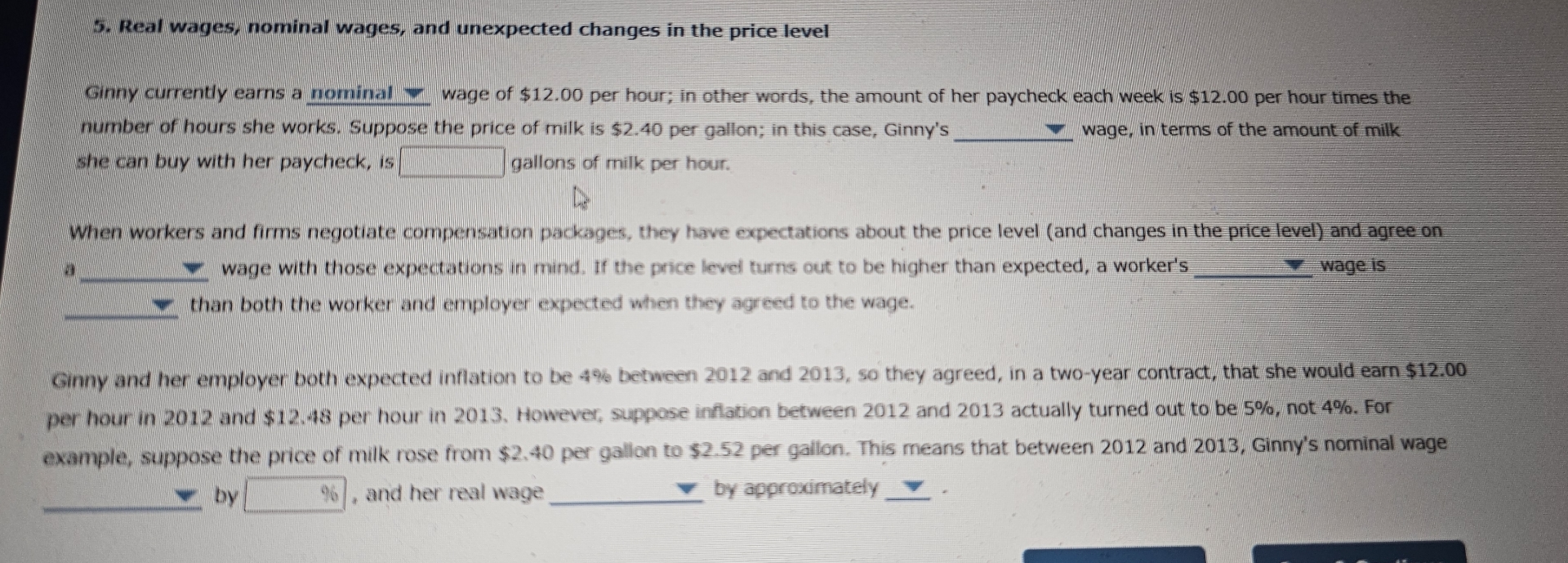 Solved Real wages, nominal wages, and unexpected changes in | Chegg.com