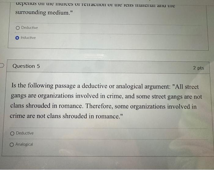 Is the following argument inductive or deductive: | Chegg.com