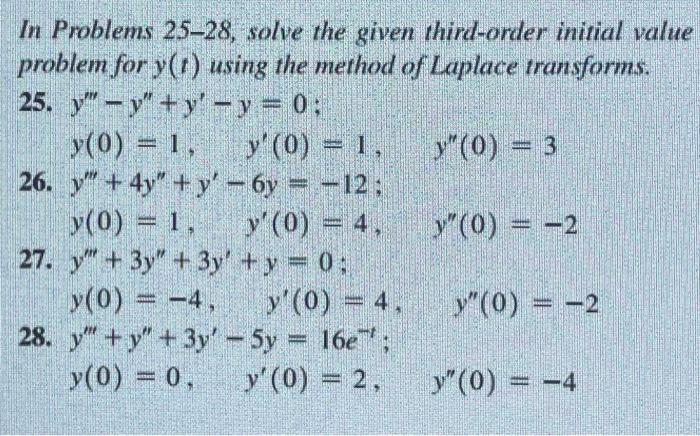 Solved In Problems 25-28, solve the given third-order | Chegg.com