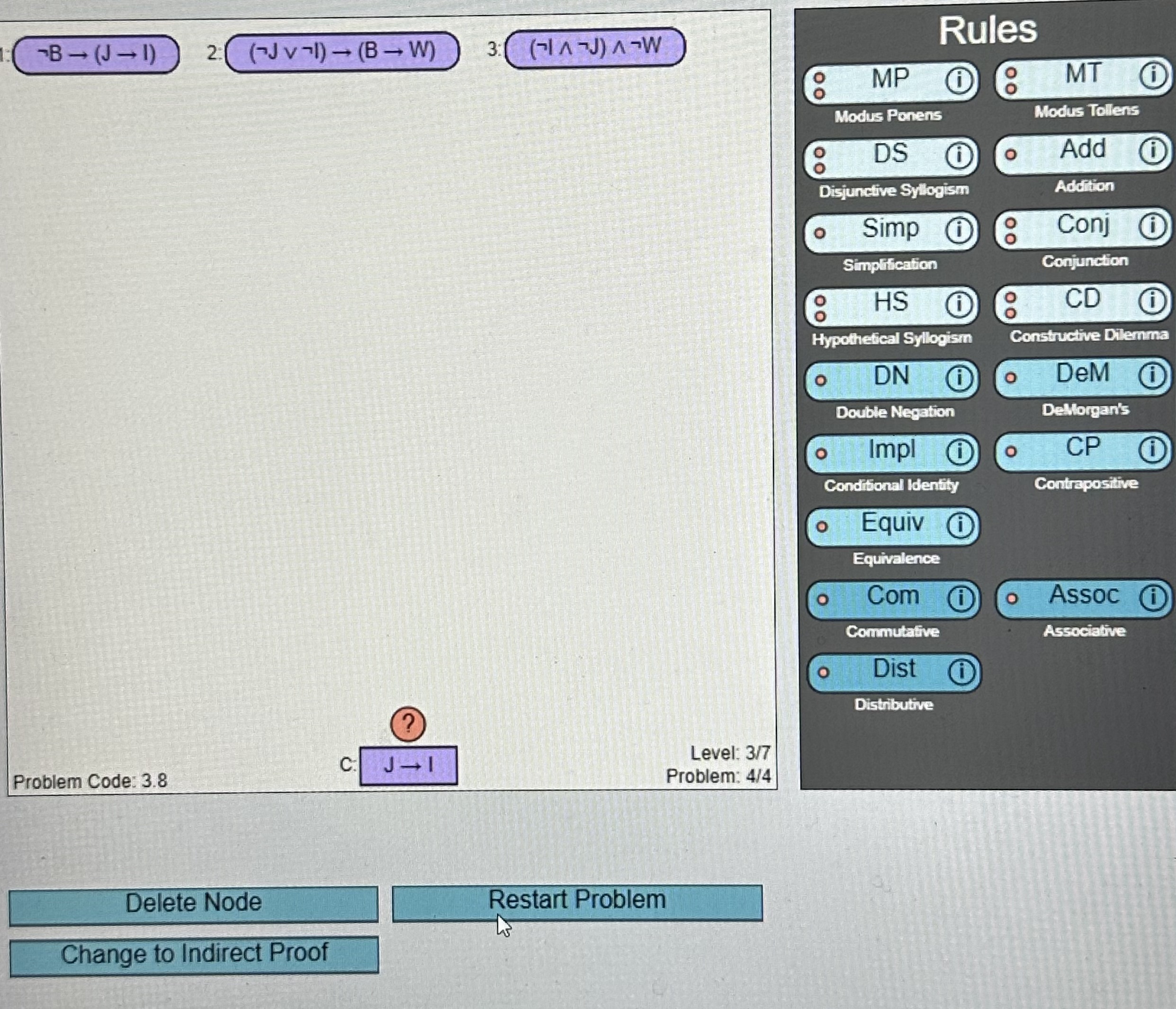 Solved do a direct logic proof of J->I using the rules | Chegg.com