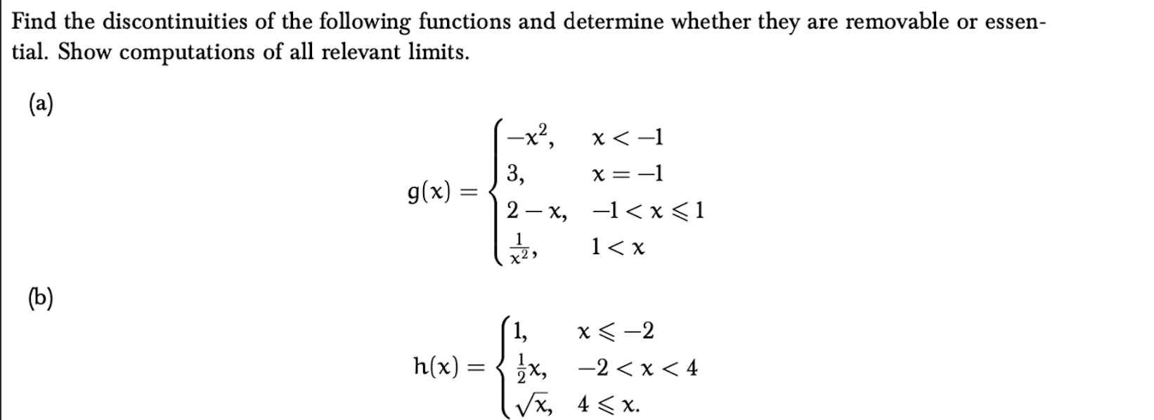 Solved Find the discontinuities of the following functions | Chegg.com