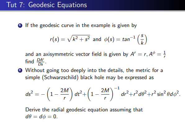 (1) ﻿If the geodesic curve in the example is given | Chegg.com