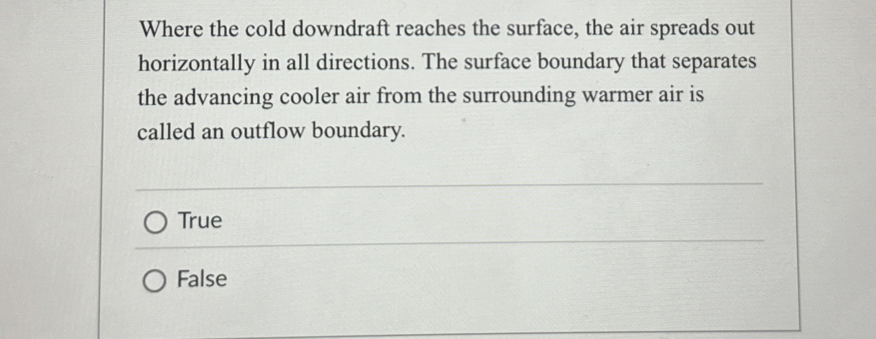 Solved Where the cold downdraft reaches the surface, the air | Chegg.com