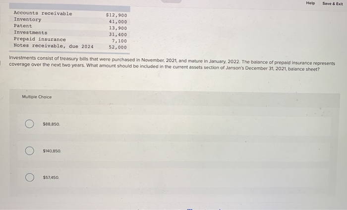 Solved Help Save & Exit Accounts receivable $12,900 | Chegg.com