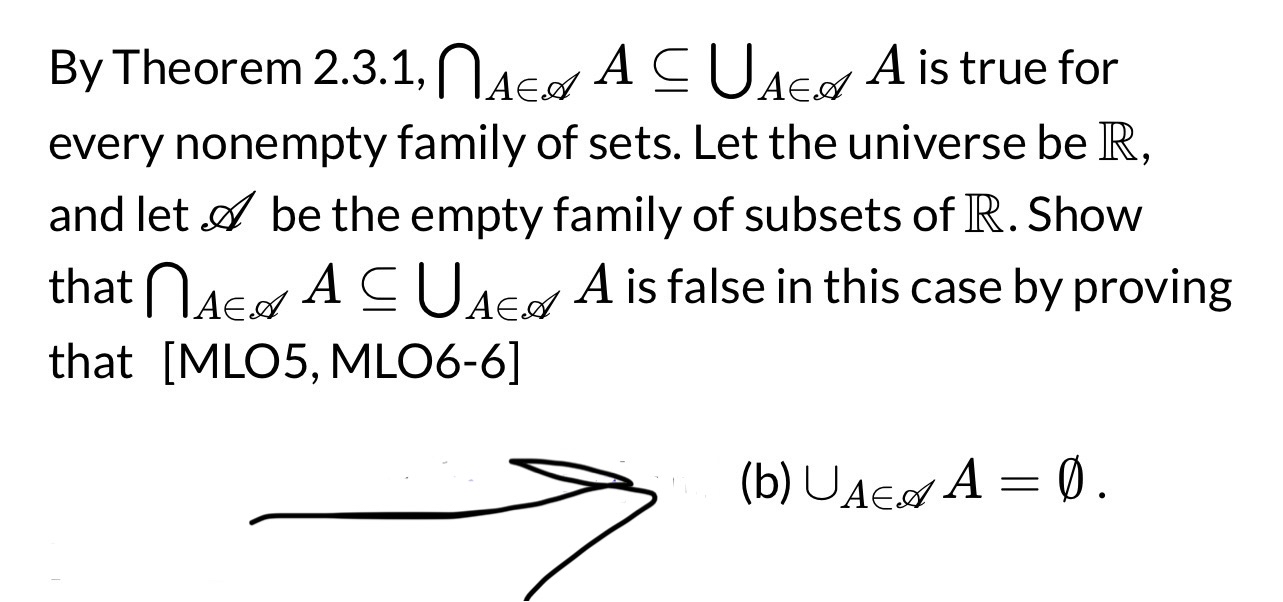 Solved By Theorem 2.3.1, ∩nAinAAsube∪uAinAA ﻿is true for | Chegg.com