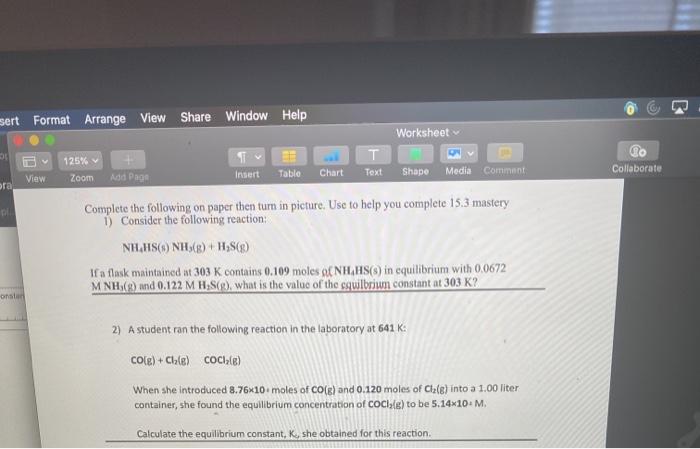 Solved Г sert Format Arrange View Share Window Help | Chegg.com