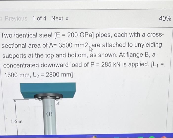 Solved Two identical steel [E = 200GPa ] pipes, each with a | Chegg.com
