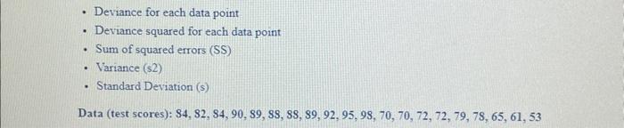 Solved - Deviance for each data point - Deviance squared for | Chegg.com