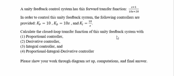 Solved A unity feedback control system has this forward | Chegg.com