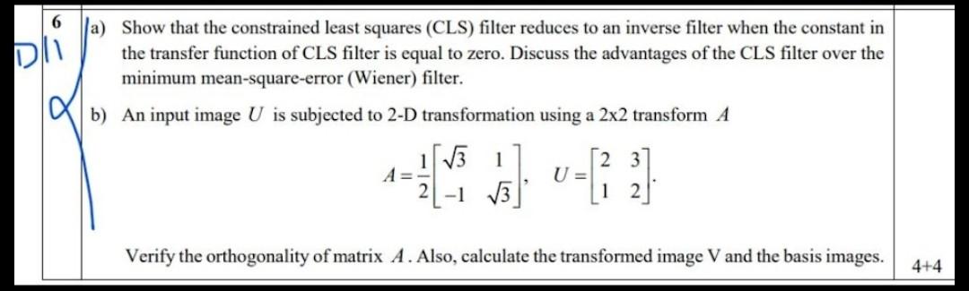 Solved a) Show that the constrained least squares (CLS) | Chegg.com