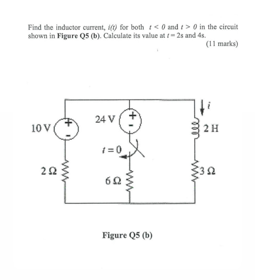 Solved Find the inductor current, i(t) ﻿for both t