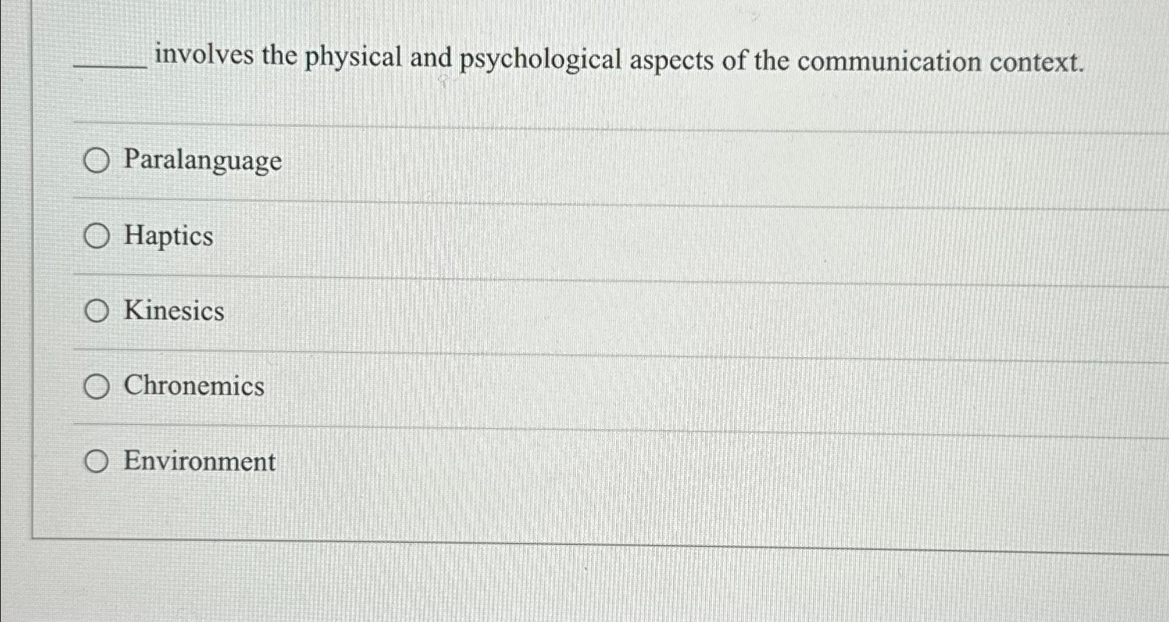 Solved involves the physical and psychological aspects of | Chegg.com