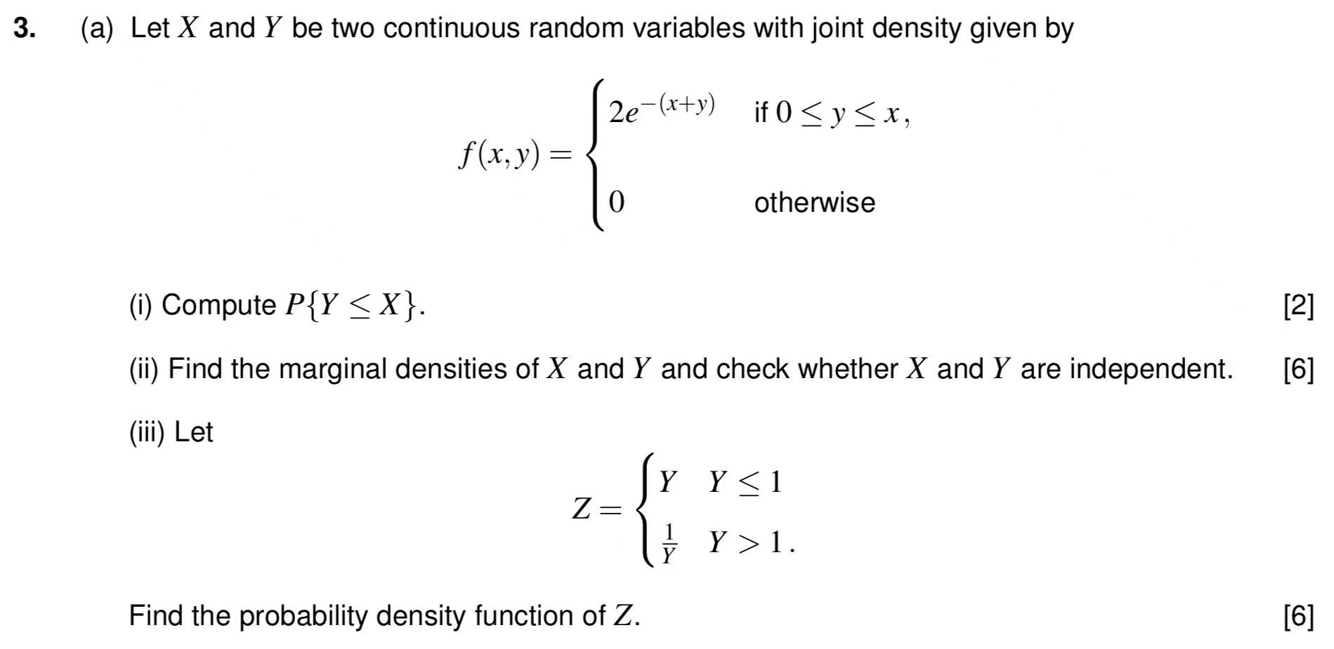 Solved (a) ﻿Let x ﻿and Y ﻿be two continuous random variables | Chegg.com