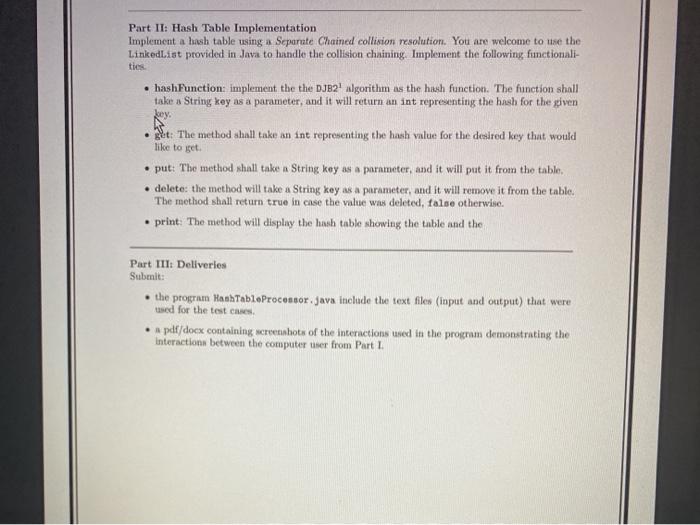 Part 11: Hash Table Implementation Implement a hush | Chegg.com