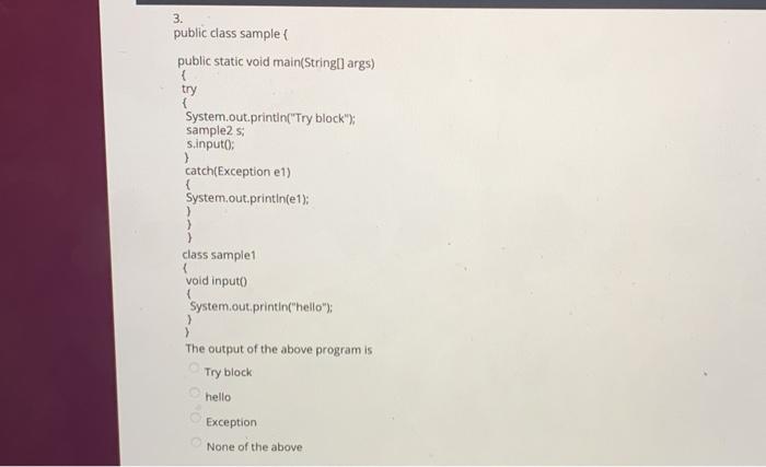 Solved 3. public class sample public static void | Chegg.com