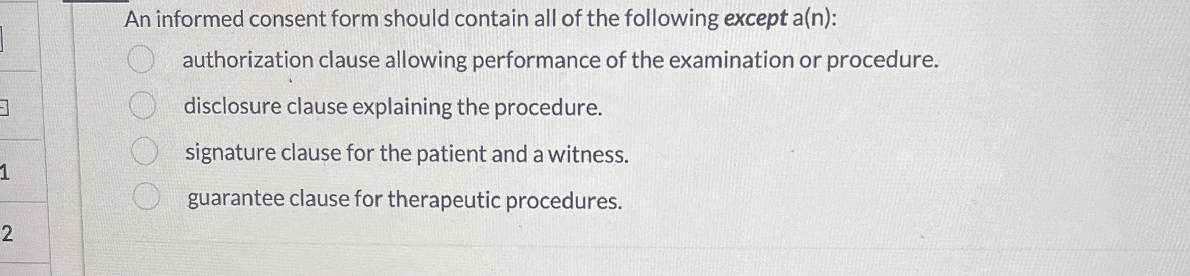 Solved An informed consent form should contain all of the | Chegg.com