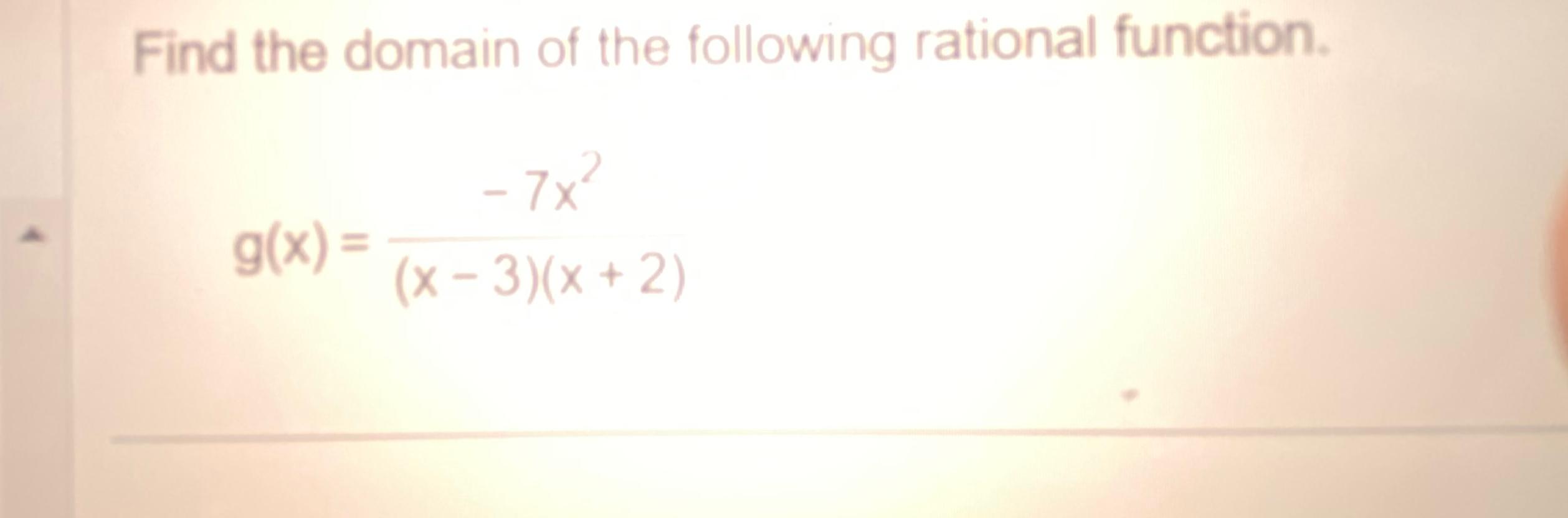 Solved Find the domain of the following rational | Chegg.com