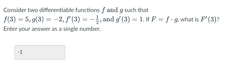 Solved Consider two differentiable functions f ﻿and g ﻿such | Chegg.com