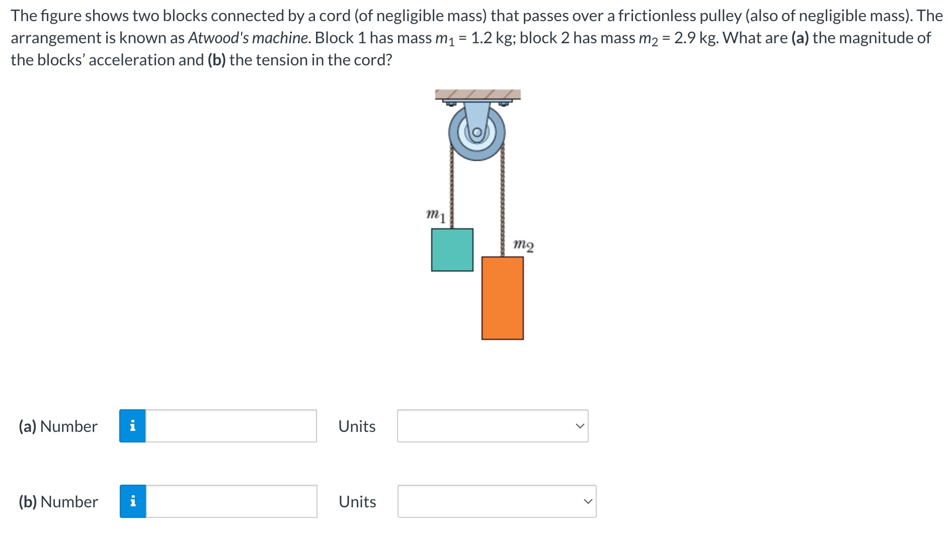 Solved The figure shows two blocks connected by a cord (of | Chegg.com
