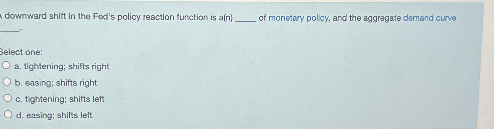 Solved downward shift in the Fed's policy reaction function | Chegg.com